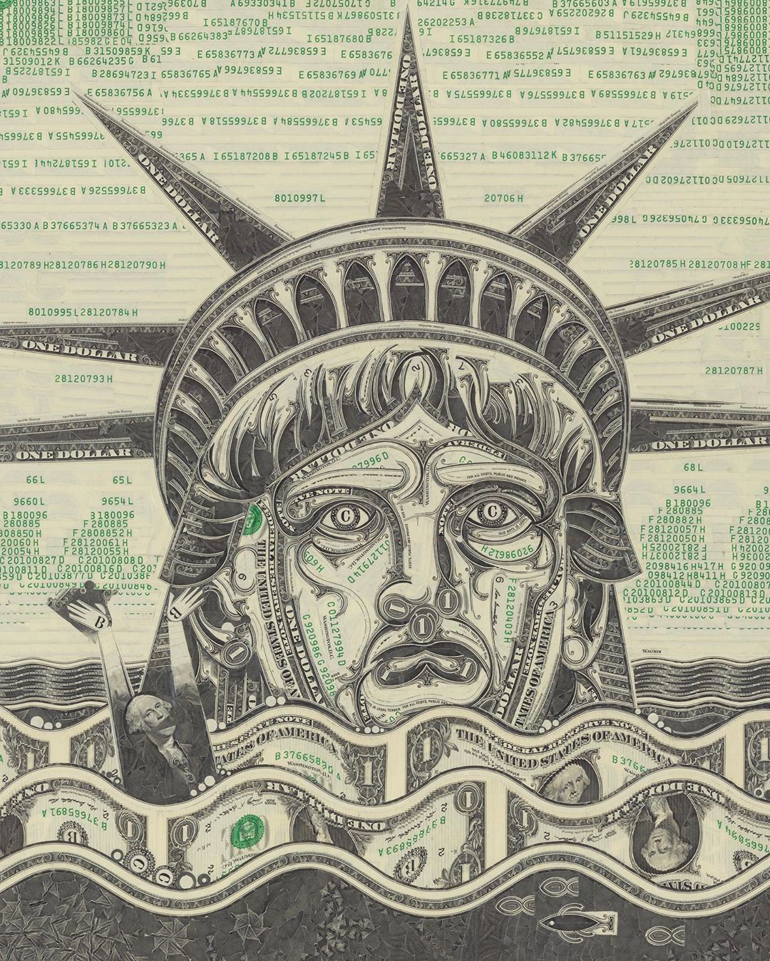 Mark Wagner's Collages are Made Entirely of Cut-Up US Banknotes ...
